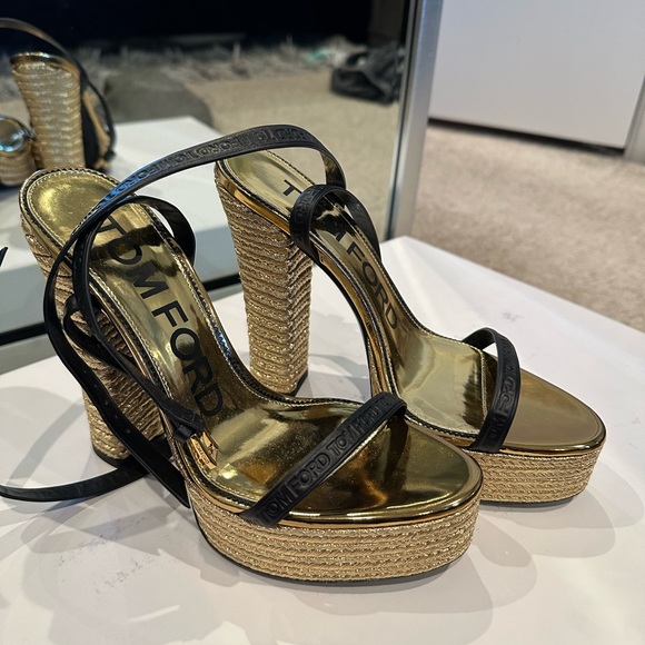 Tom Ford Shoes Tom Ford Metallic Rope Anklestrap Platform Heels